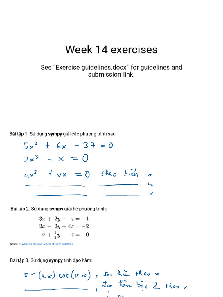 w14 (Optional) Exercises | PDF