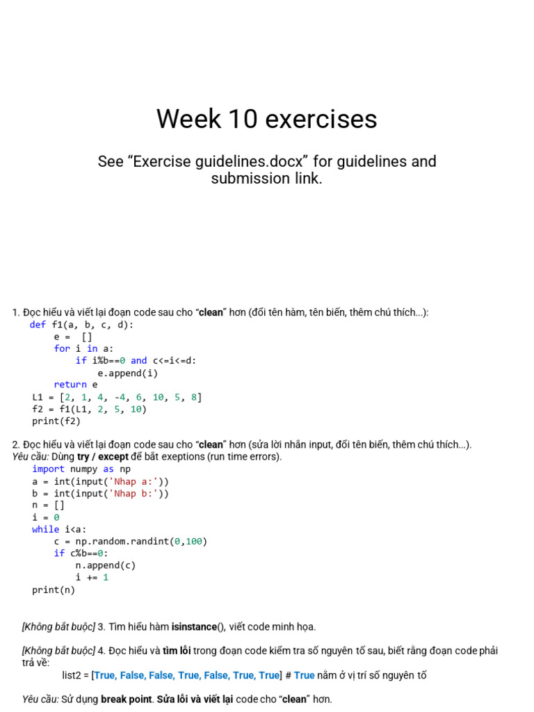 w10 Exercises | PDF
