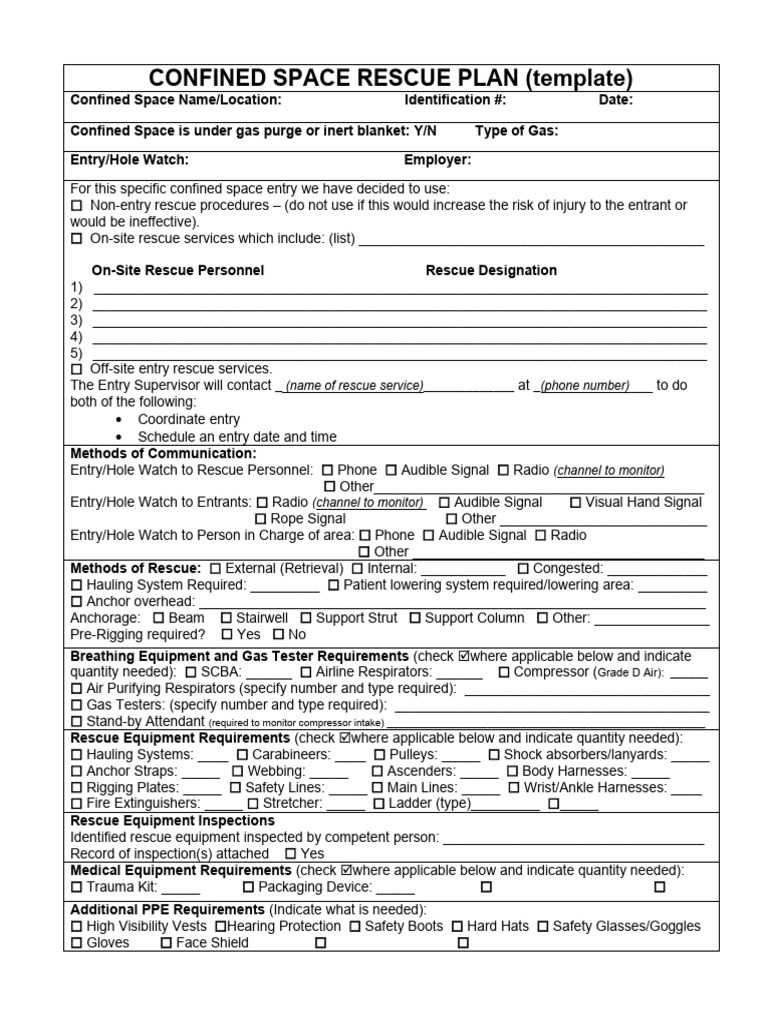 Confined Space Rescue Plan | PDF | Personal Protective Equipment | Safety