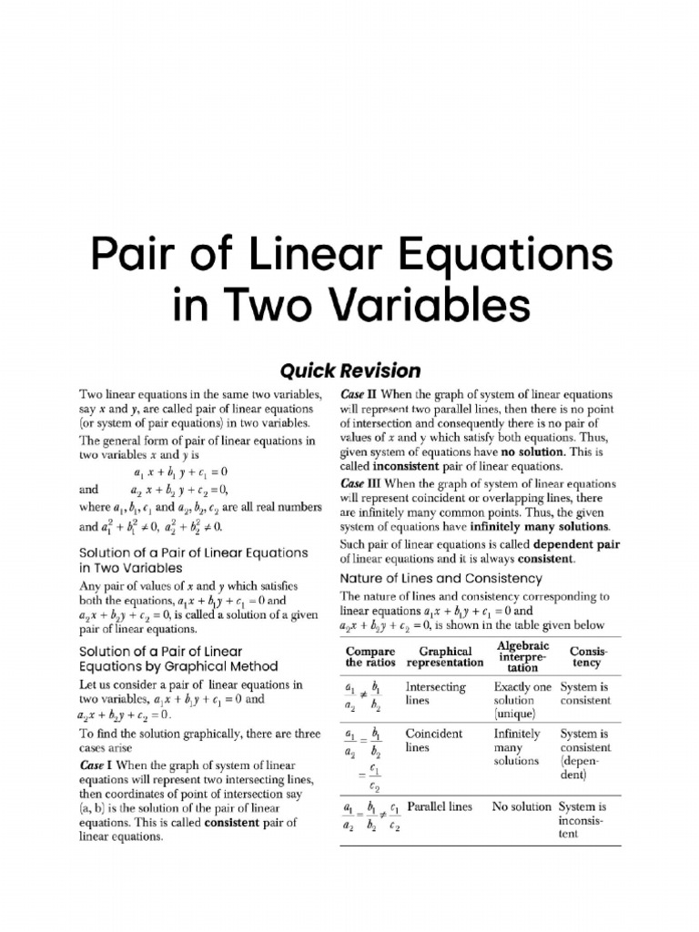 Linear Equations in Two Variables | PDF