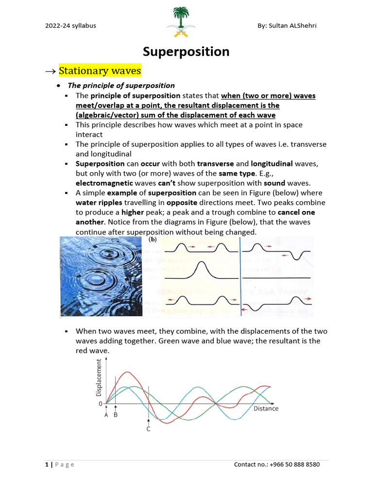 8. Superposition | PDF | Waves | Wavelength
