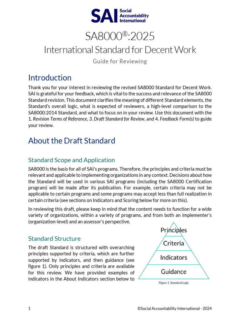 SA8000 2025 - Guide For Review - Final 1 | PDF | Living Wage | Overtime