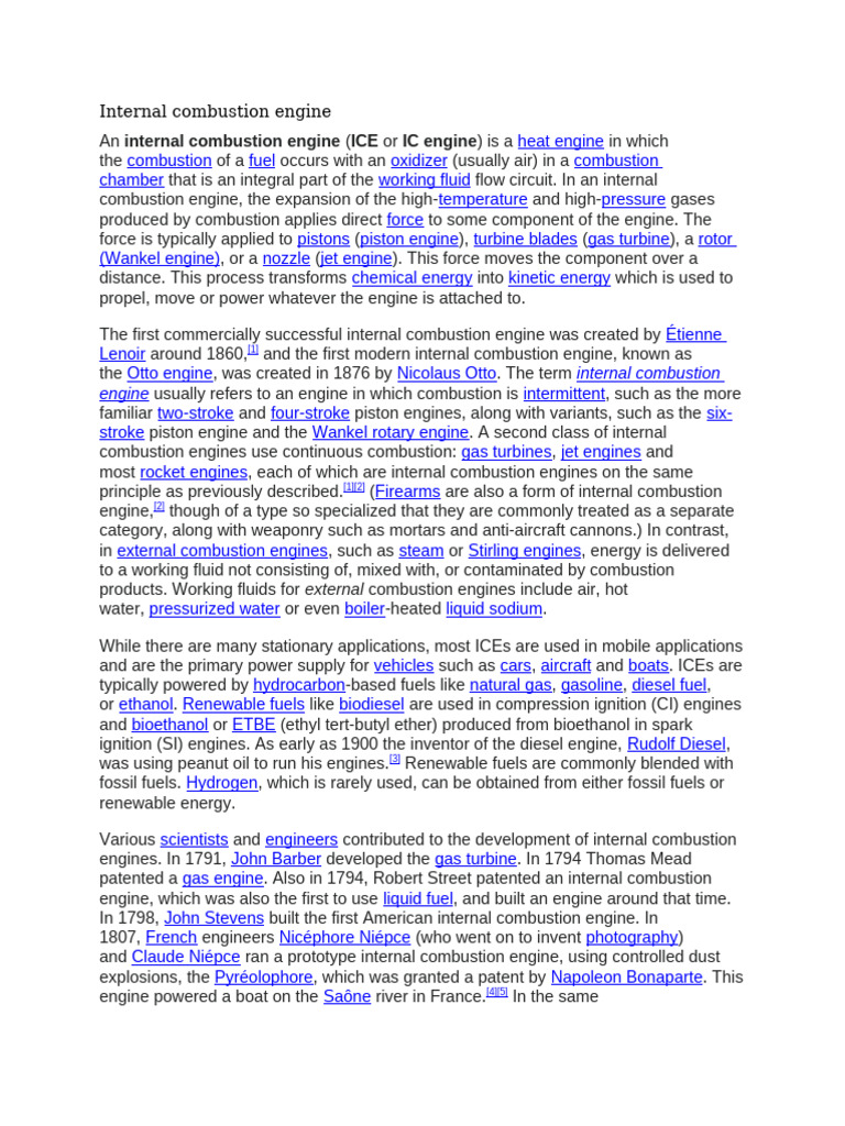 Overview of Internal Combustion Engines | PDF | Internal Combustion Engine | Engines