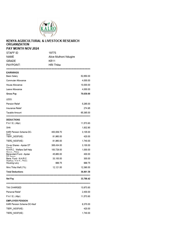 Alice NOVEMBER 2024 Payslip | PDF