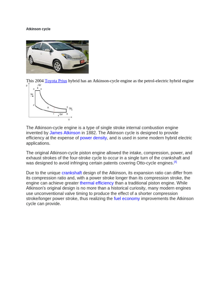 Atkinson Cycle Engine Explained | PDF