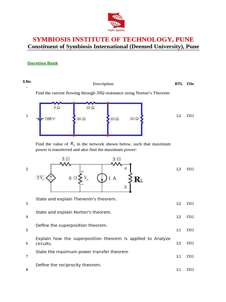 13. Question Bank (1) | PDF | Resonance | Electrical Engineering