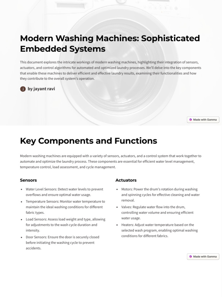 Modern Washing Machines Sophisticated Embedded Systems | PDF | Washing ...