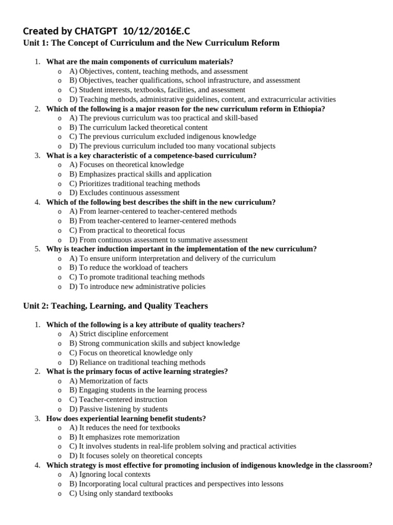 pedagogy questions(1) | PDF | Educational Assessment | Curriculum