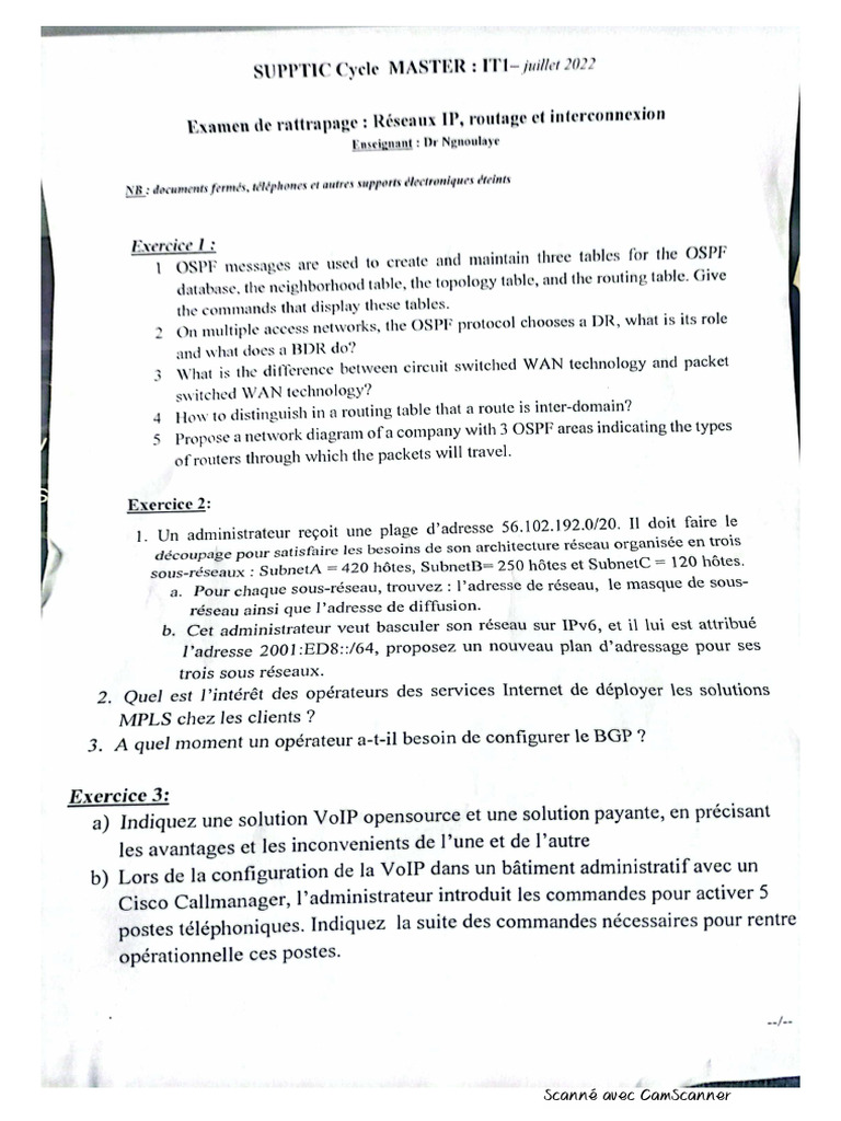 Rattrapage Routage | PDF
