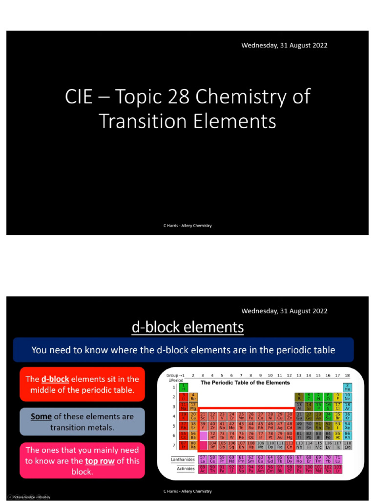 Chemistry of Transition Elements | PDF