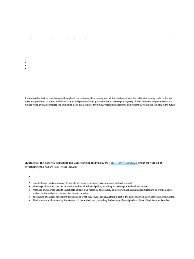 Year 7 History of the Ancient Worlds | PDF | Archaeology | Inquiry