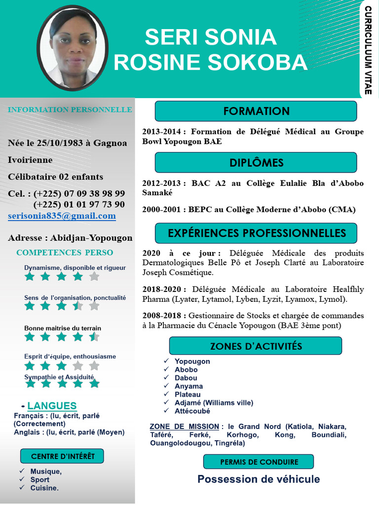 CV de Sonia Rosine Sokoba | PDF