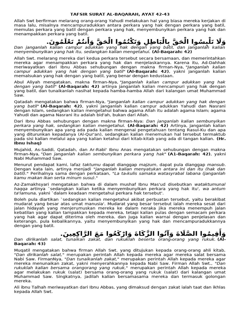 Tafsir Al-Baqarah: Hak vs Batil | PDF