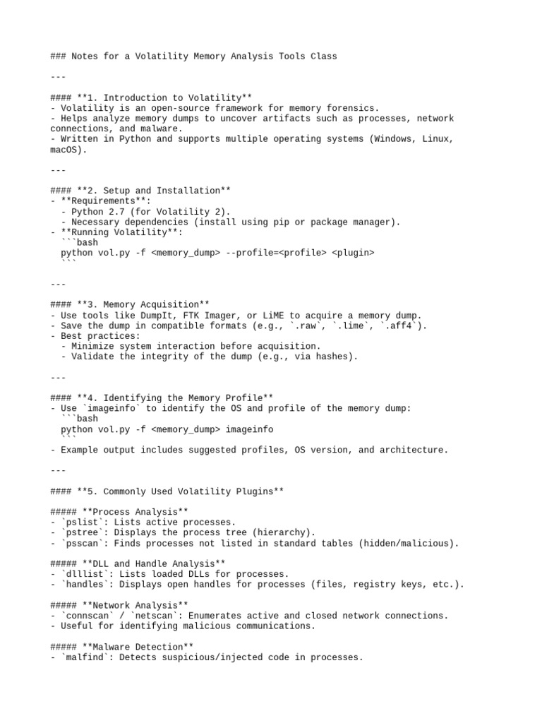 Volatility Memory Forensics Guide | PDF | Windows Registry | Malware
