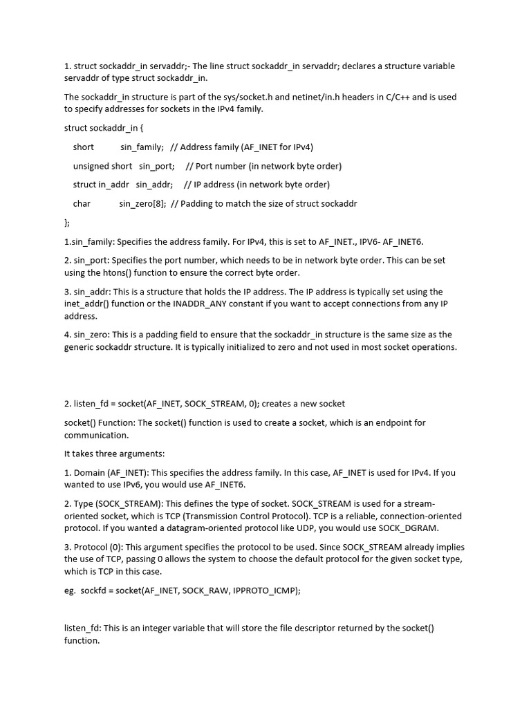 Server Side Socket Pr Explanation Pdf Network Socket Port Computer Networking
