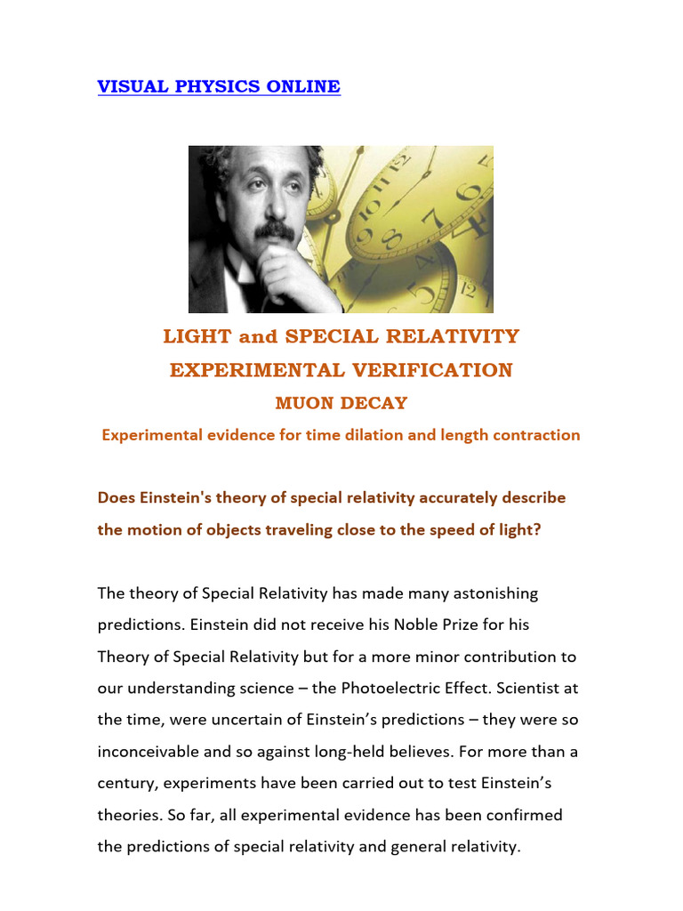 M 7 Muon Decay | PDF | Theory Of Relativity | Special Relativity