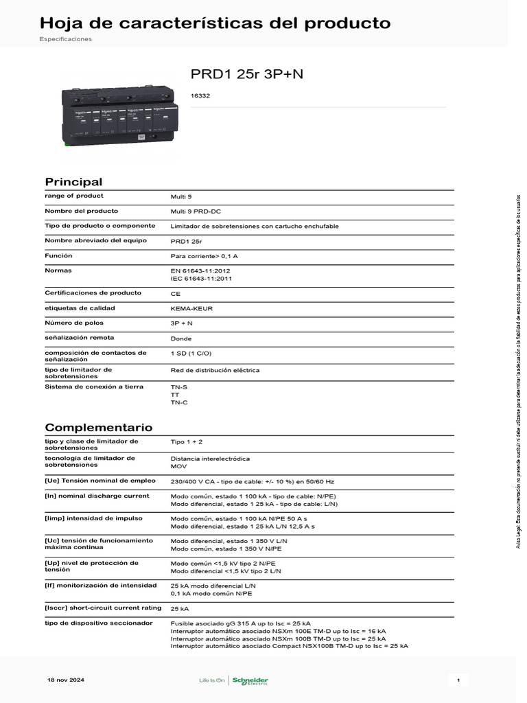 Schneider Electric - iPRF1-125r-PRD1 - 16332 | PDF | Electromagnetismo ...