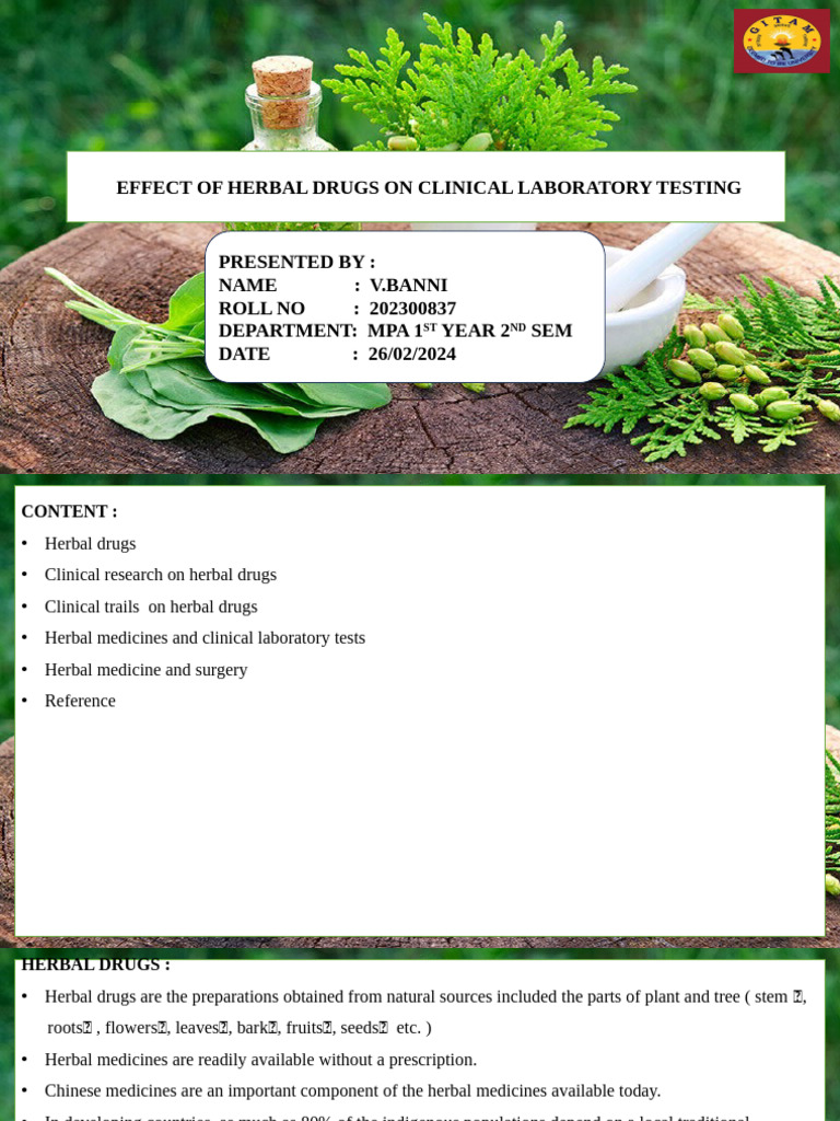 Herbal Drugs' Impact on Lab Testing | PDF | Phases Of Clinical Research ...