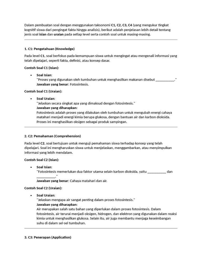 Contoh Soal Taksonomi C1-C4 | PDF