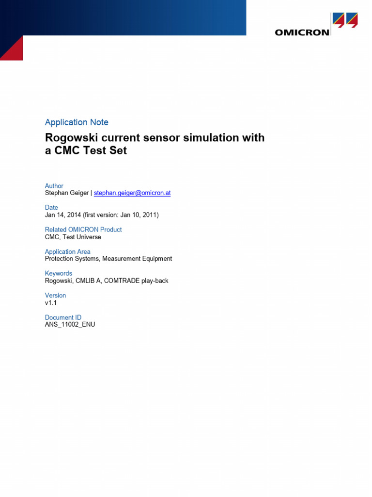 CMC Test Set AppNote Rogowski Current Sensor Simulation 2014 ENU | PDF ...