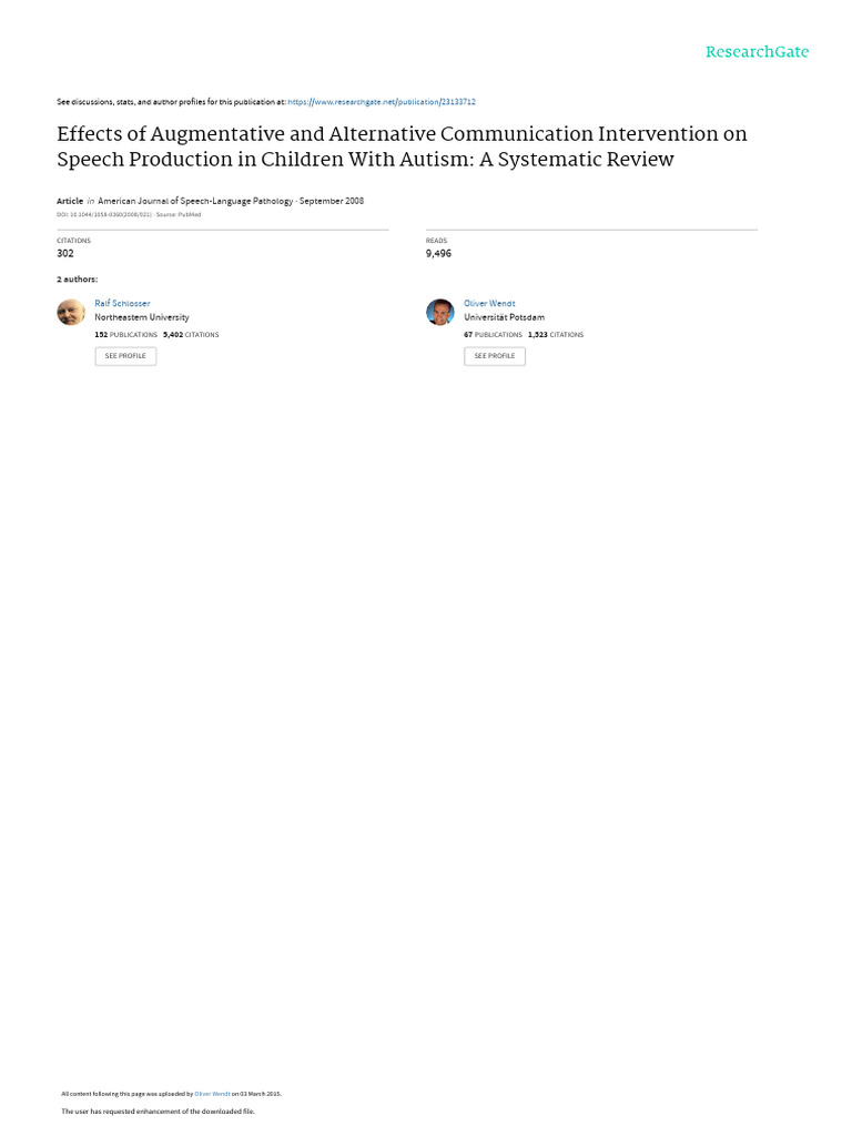 Effects Of Augmentative And Alternative Communication Intervention On Speech Production In