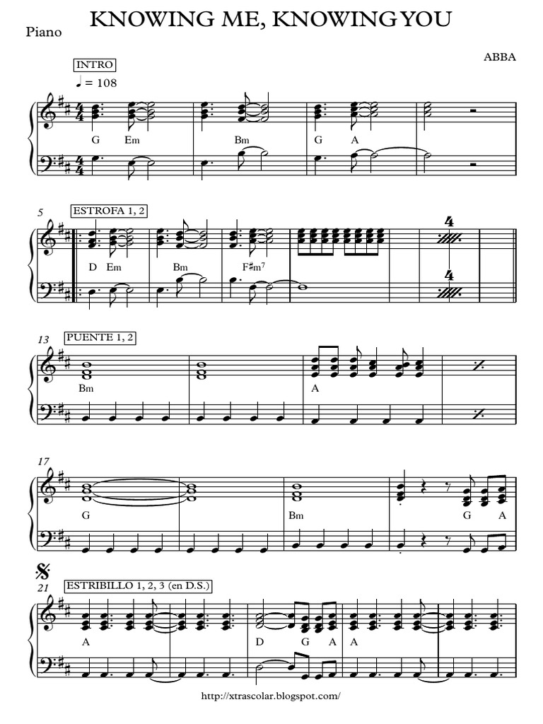 Knowing Me Knowing You (ABBA) - Piano | PDF