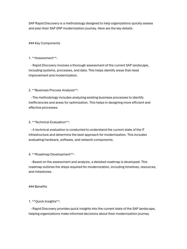 SAP Rapid Discovery Methodology | PDF