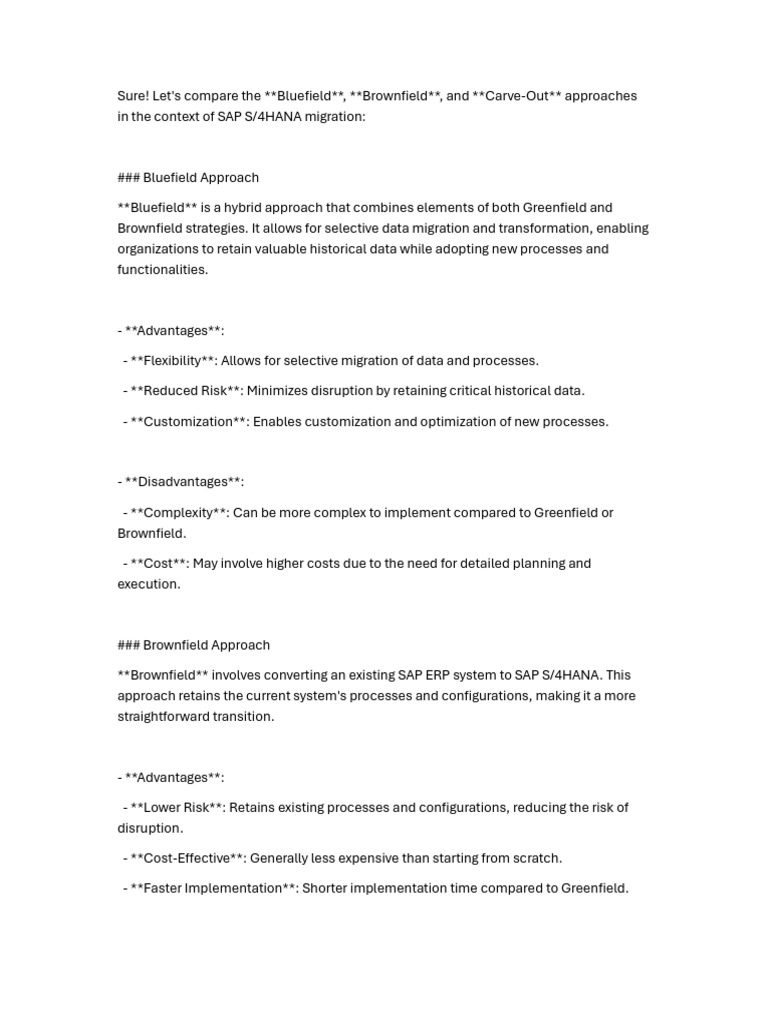 SAP Blue Brown and Carve Out Comparison | PDF | Computing | Business
