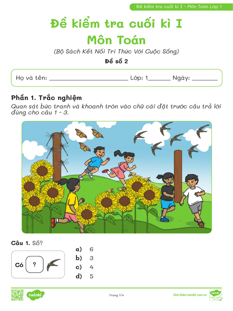 De Kiem Tra Cuoi Ki I So 2 Mon Toan Lop 1 Bo Sach Ket Noi Tri Thuc Voi Cuoc Song | PDF