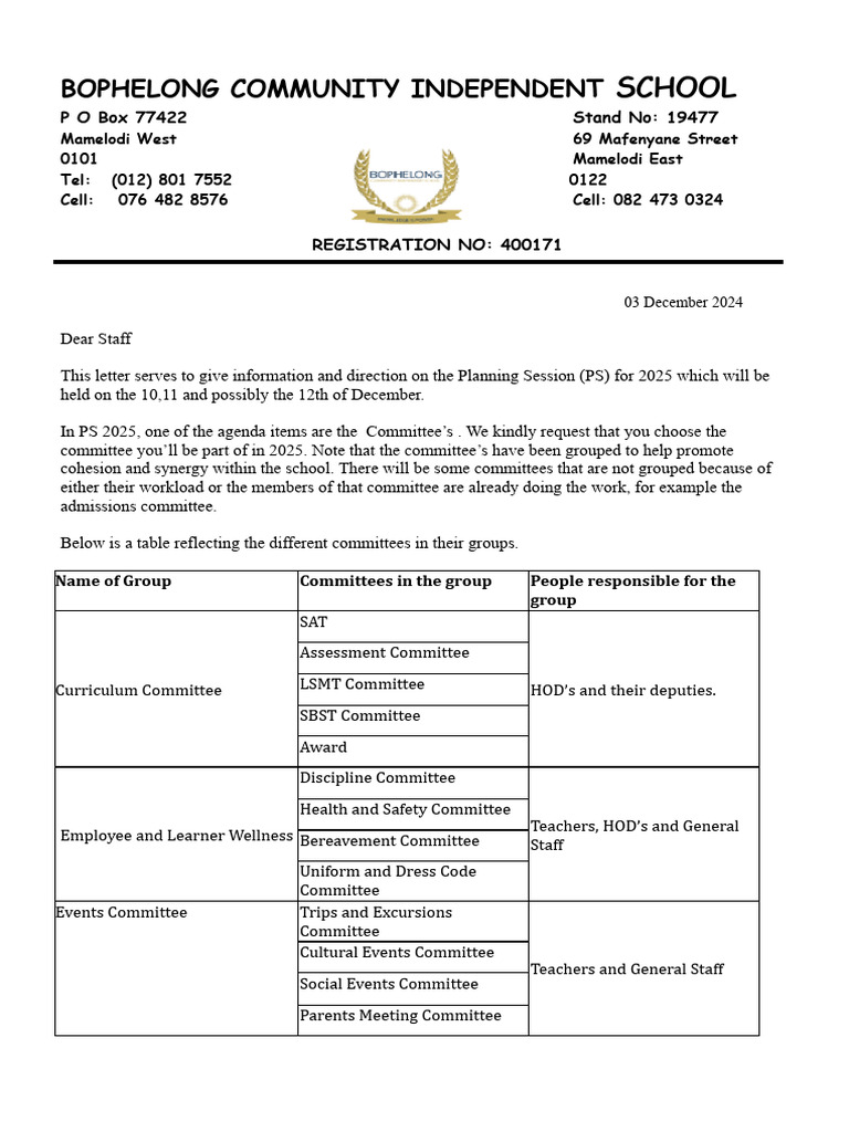 Letter For Committees - 3 | PDF