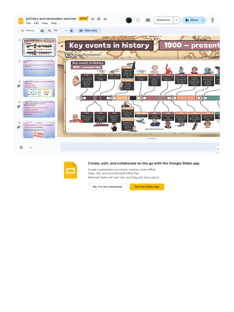 Primary and Secondary Sources - PPTX - Google Slides | PDF