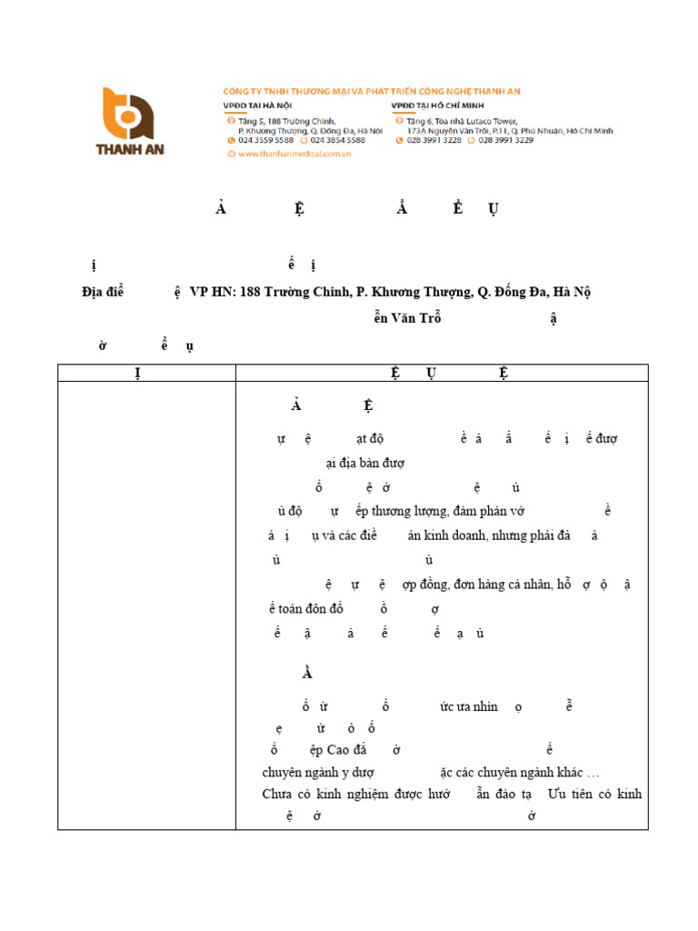 JD NHÂN VIÊN KINH DOANH THIẾT BỊ | PDF