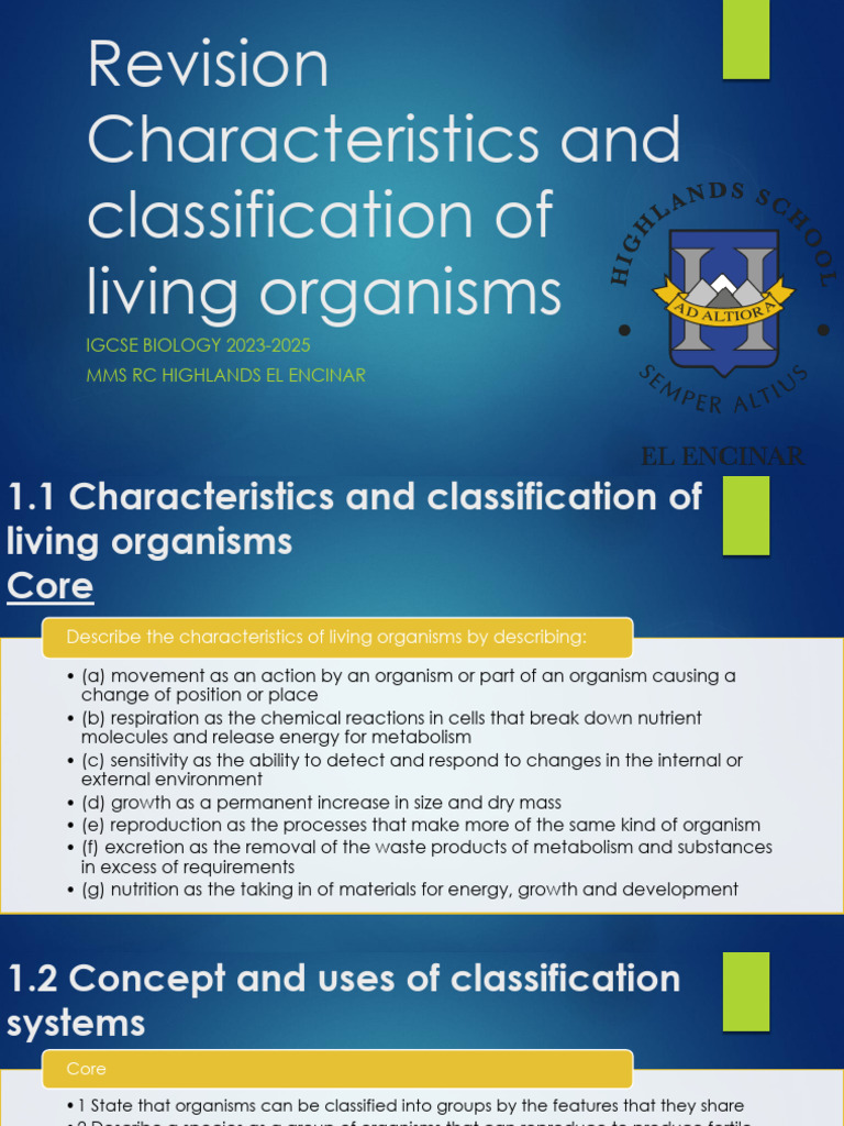 Characteristics and Classification of Organisms | PDF | Cell (Biology ...