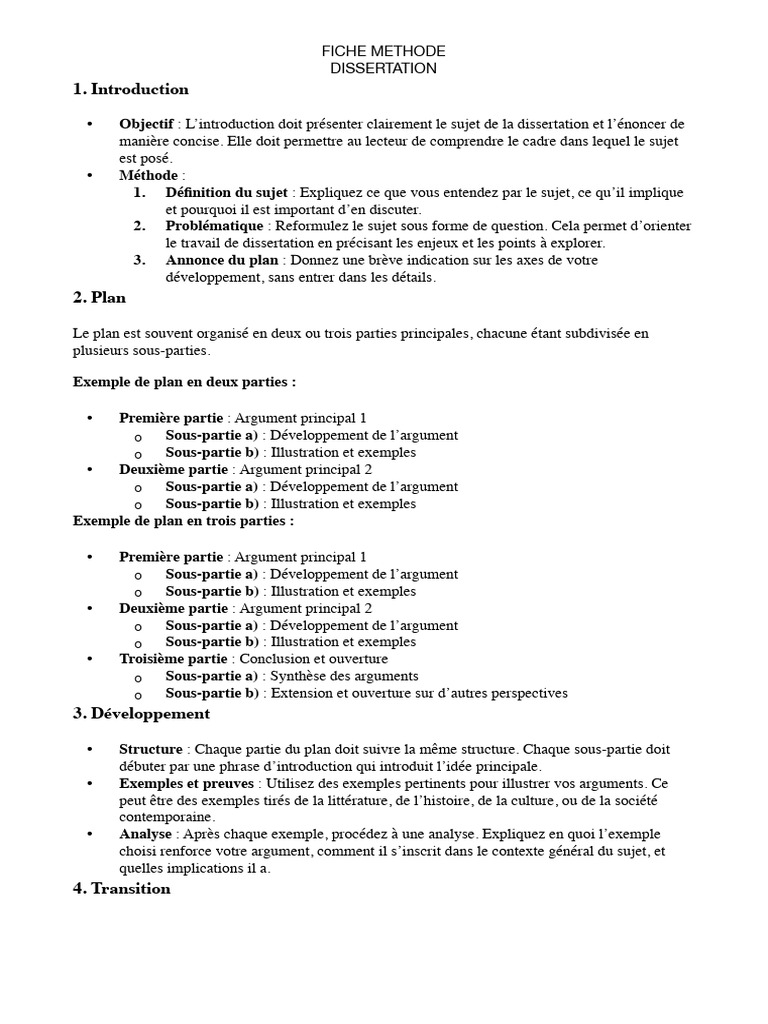 Fiche Méthode pour la Dissertation | PDF | Méthode scientifique