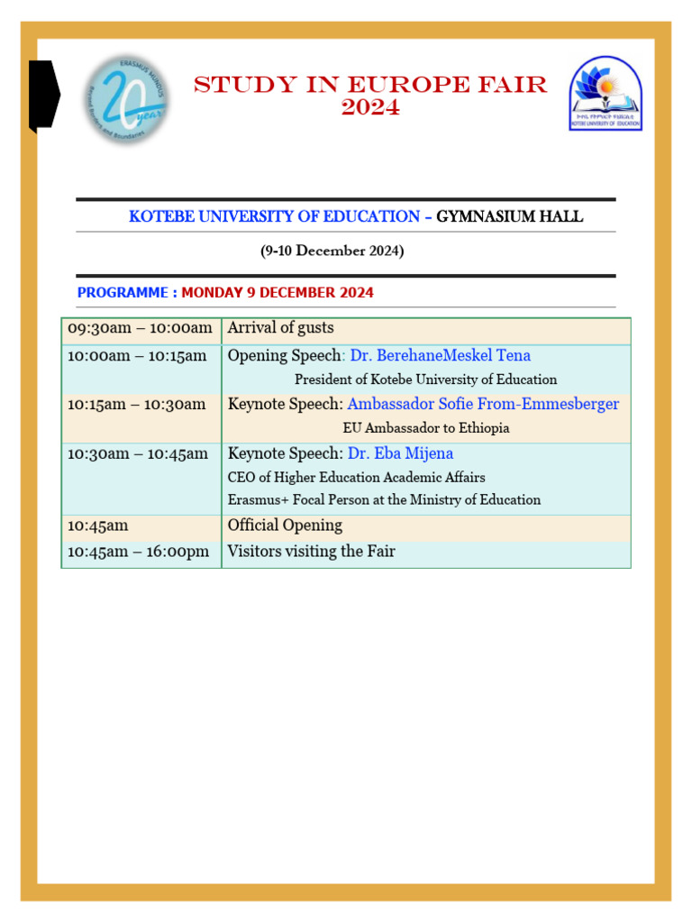 Study in Europe Fair 2024 Details | PDF