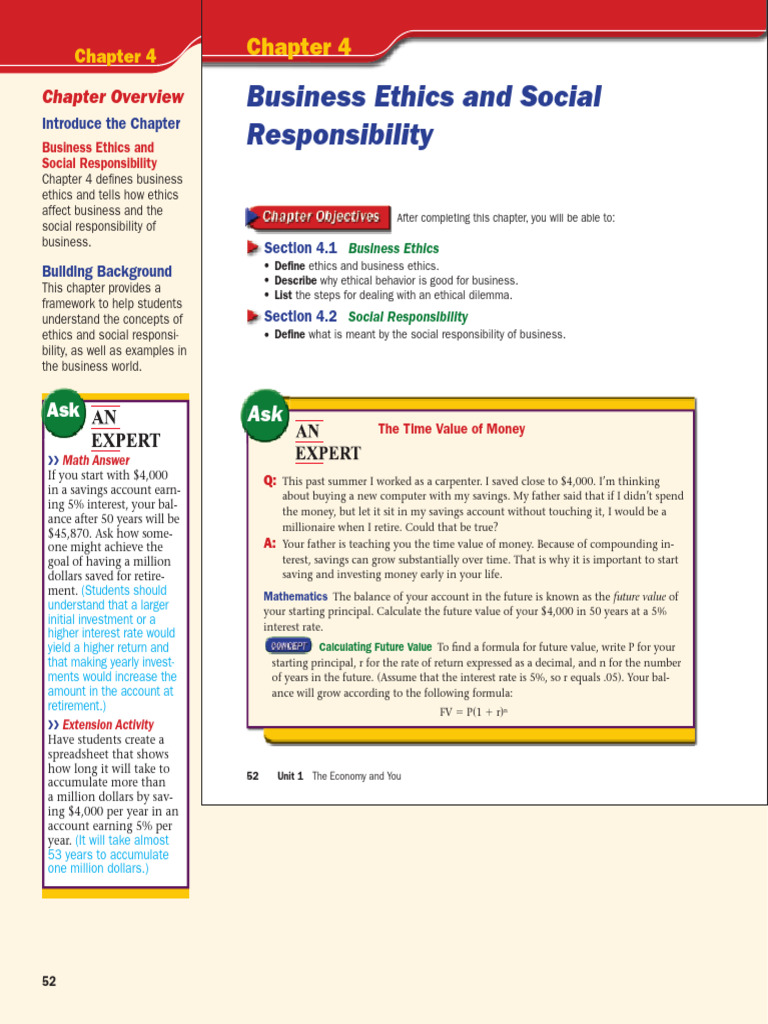 Business Ethics Lesson CH 4 | PDF | Business Ethics | Interest