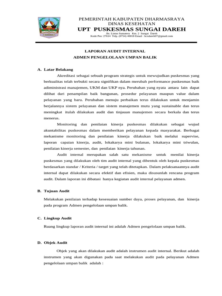 Laporan Hasil ADMEN Pengelolaan Umpan Balik | PDF
