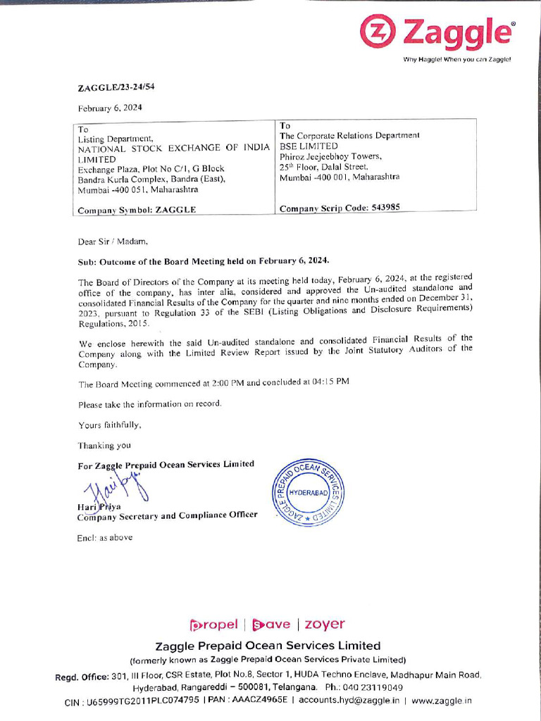 F Ropel - Gave - Zoyer: Zaggle Prepaid Ocean Services Limited | PDF ...