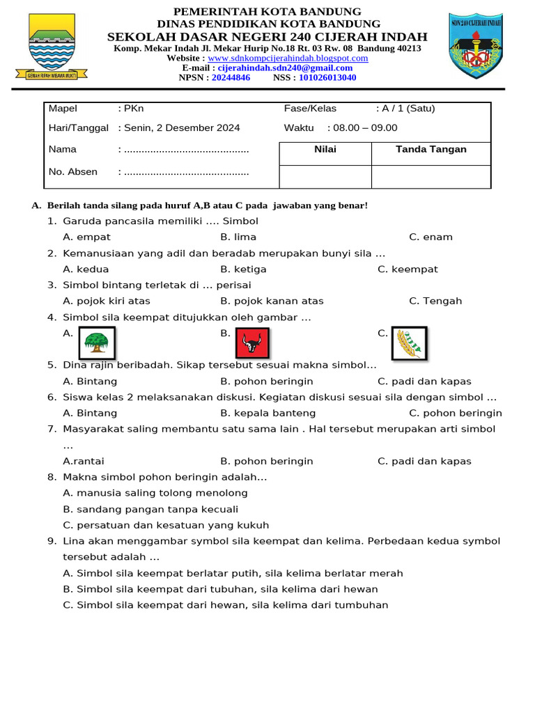 Soal Sumatif PKN Kls 2 | PDF