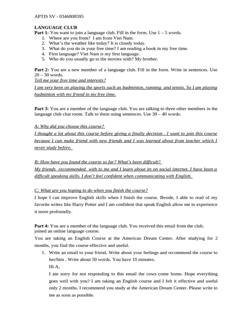 Language Club Membership and Activities | PDF | English Language ...
