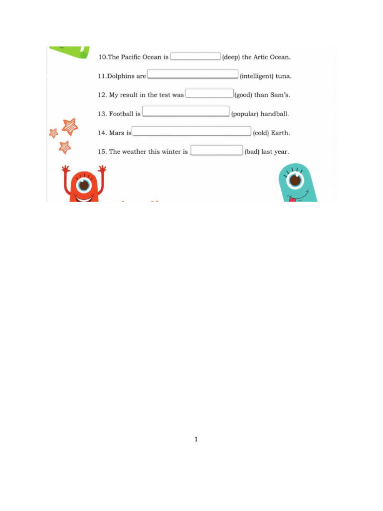 Bai Tap Ôn So Sánh Hơn E6 | PDF