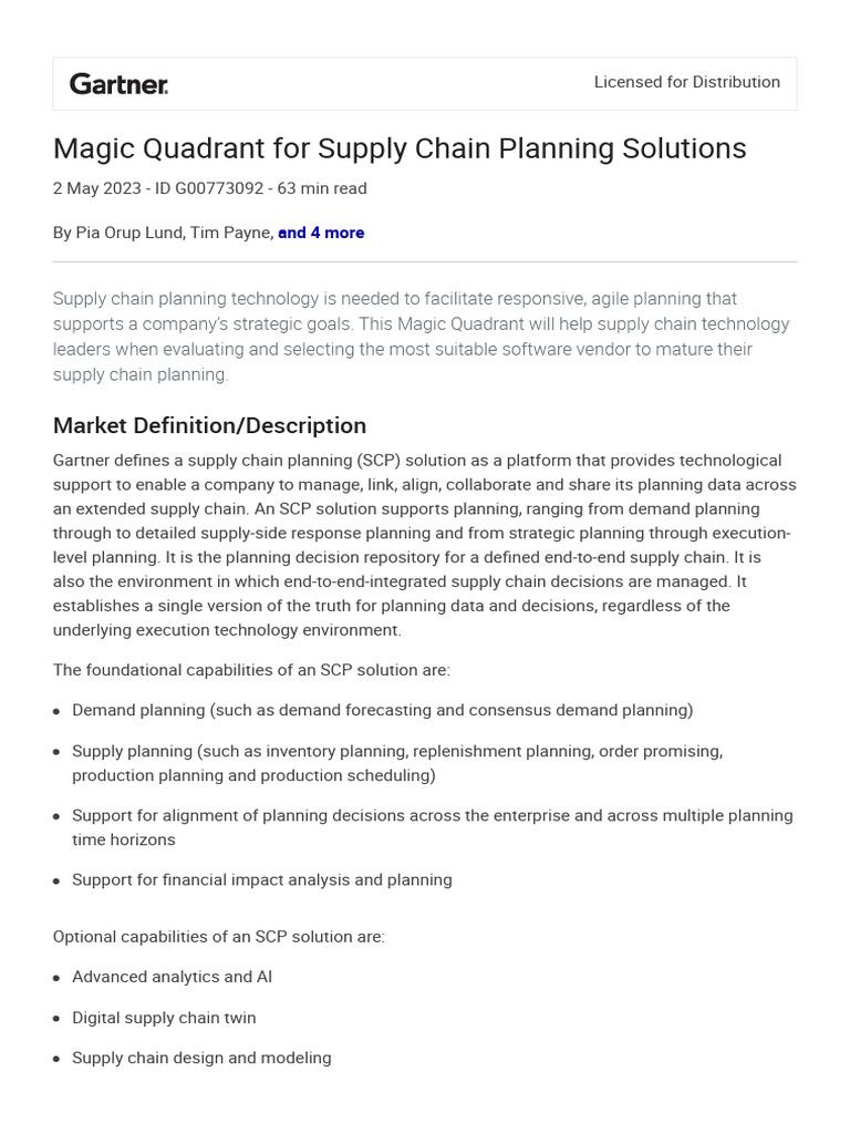3 Supply Chain Planning Solutions | PDF | Cloud Computing | Supply Chain