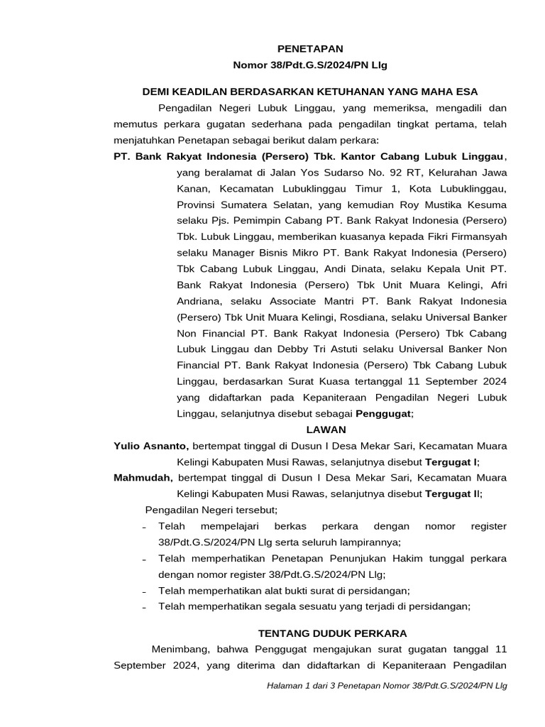 PN LLG 2024 PDT.G.S 38 Putusan Akhir | PDF