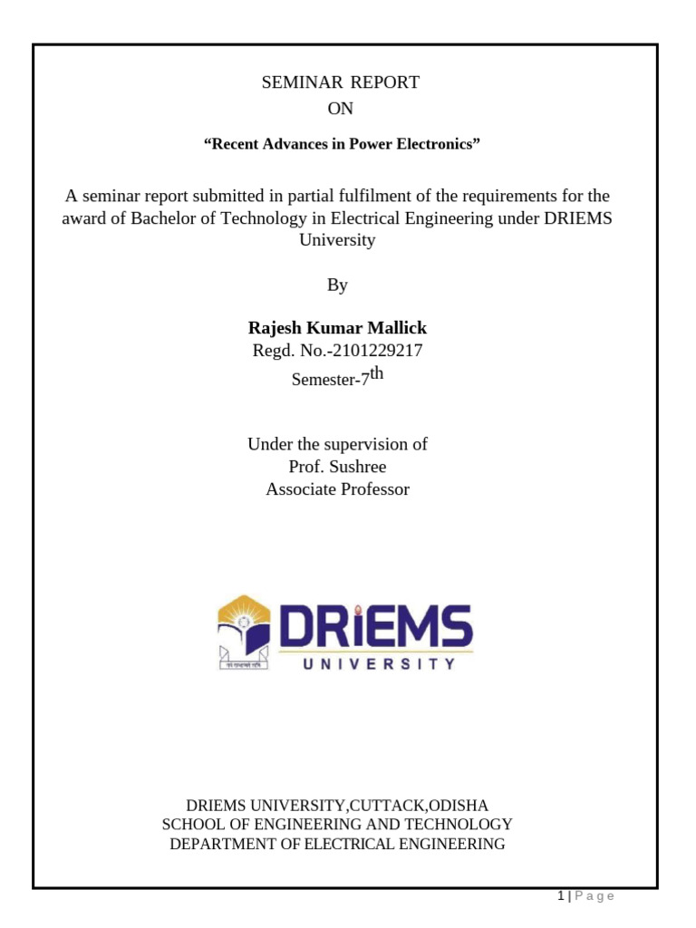 Seminar report RAJA[1] | PDF | Power Inverter | Power Electronics