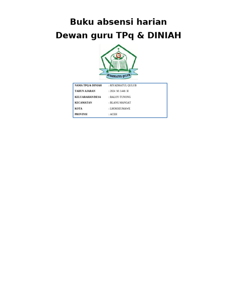 Cover Buku Absensi Harian | PDF