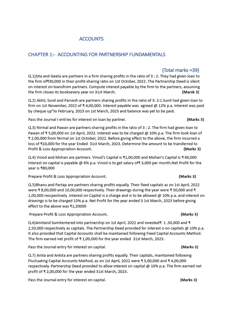 Partnership Accounting Exercises | PDF | Interest | Balance Sheet
