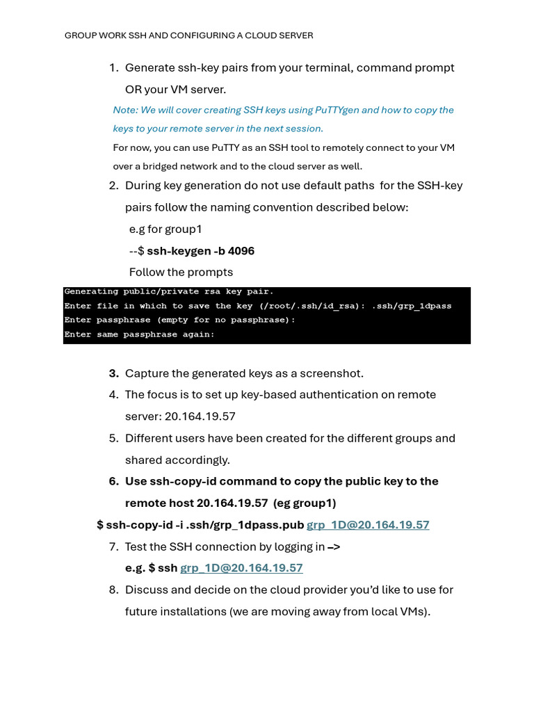 SSH & Server Creation 3D - Instructions | PDF | Secure Shell | Sudo