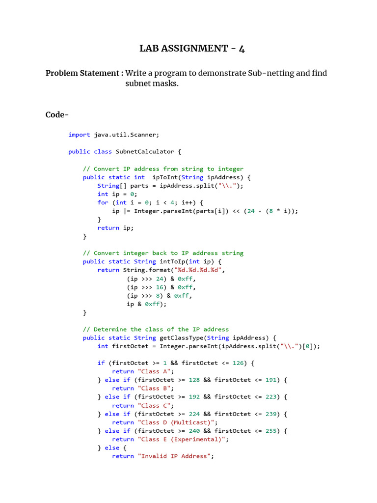 CN-LAB-4 | PDF | Ip Address | Internet Protocols