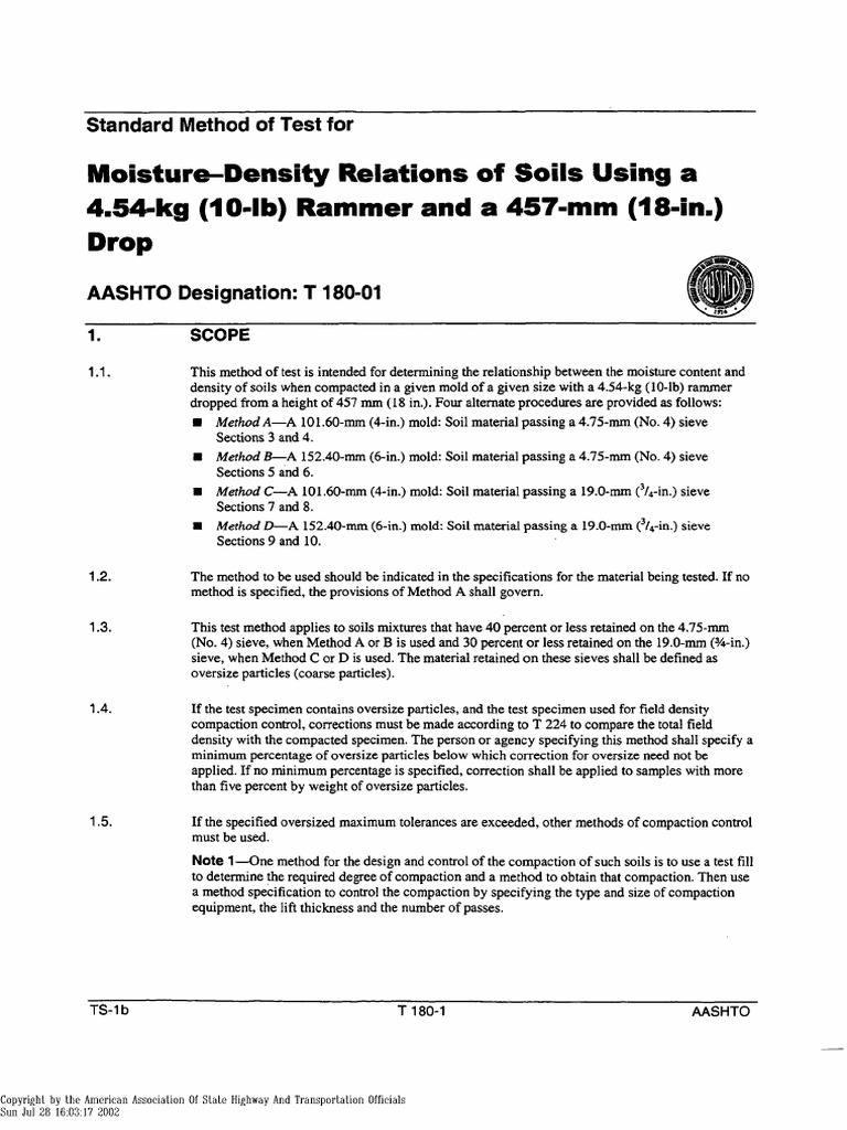 Aashto T180 - 2000 | PDF