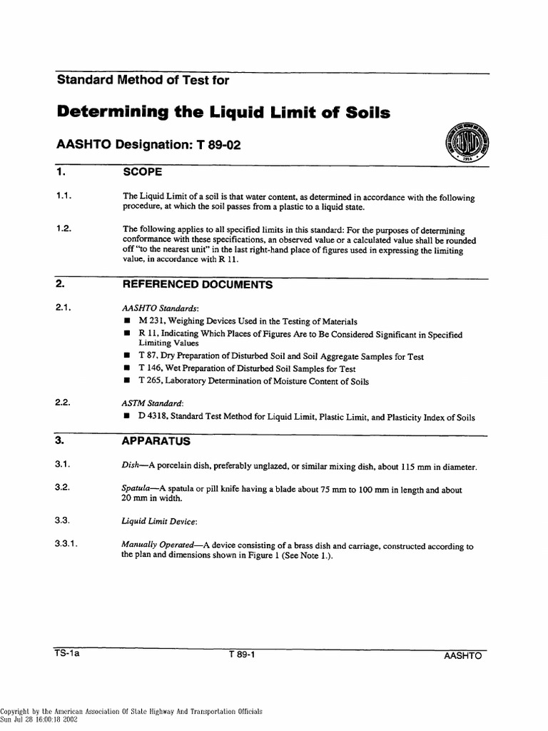 Aashto T89 - 2002 | PDF